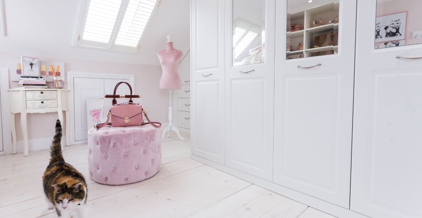 Freddy’s luxurious bedroom and dressing room in her loft conversion