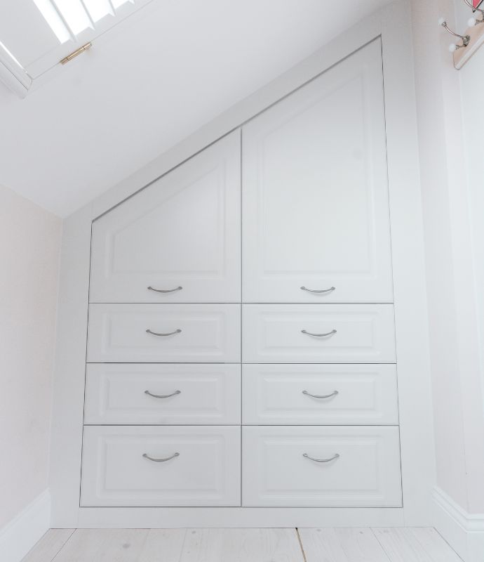 Freddy’s luxurious bedroom and dressing room in her loft conversion