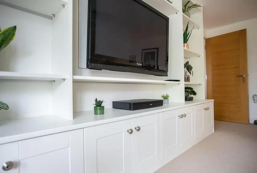 Jayne's Modern Media Wall With Shelves | Sharps