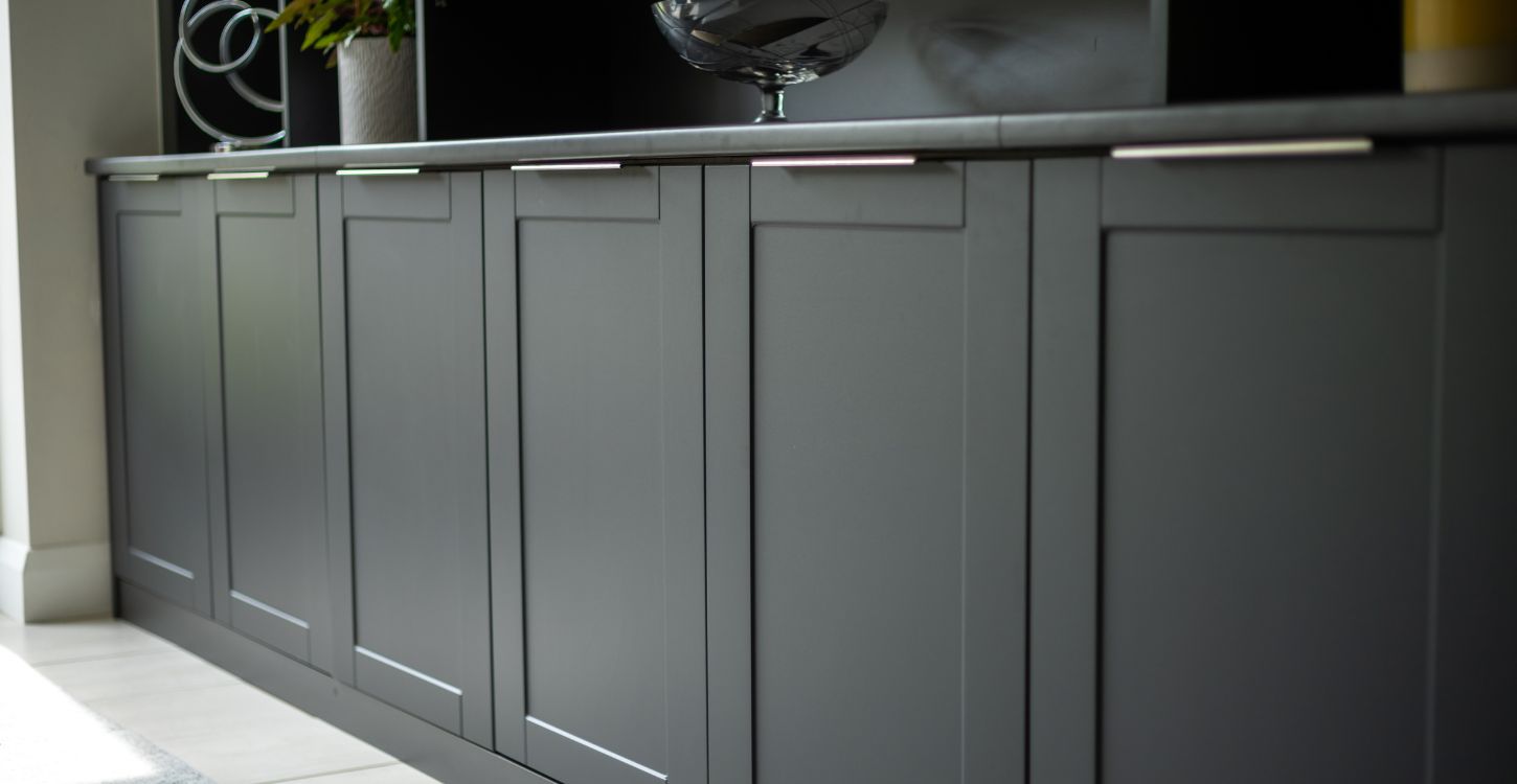 Media unit in graphite is the perfect home for lisa's tv | Sharps