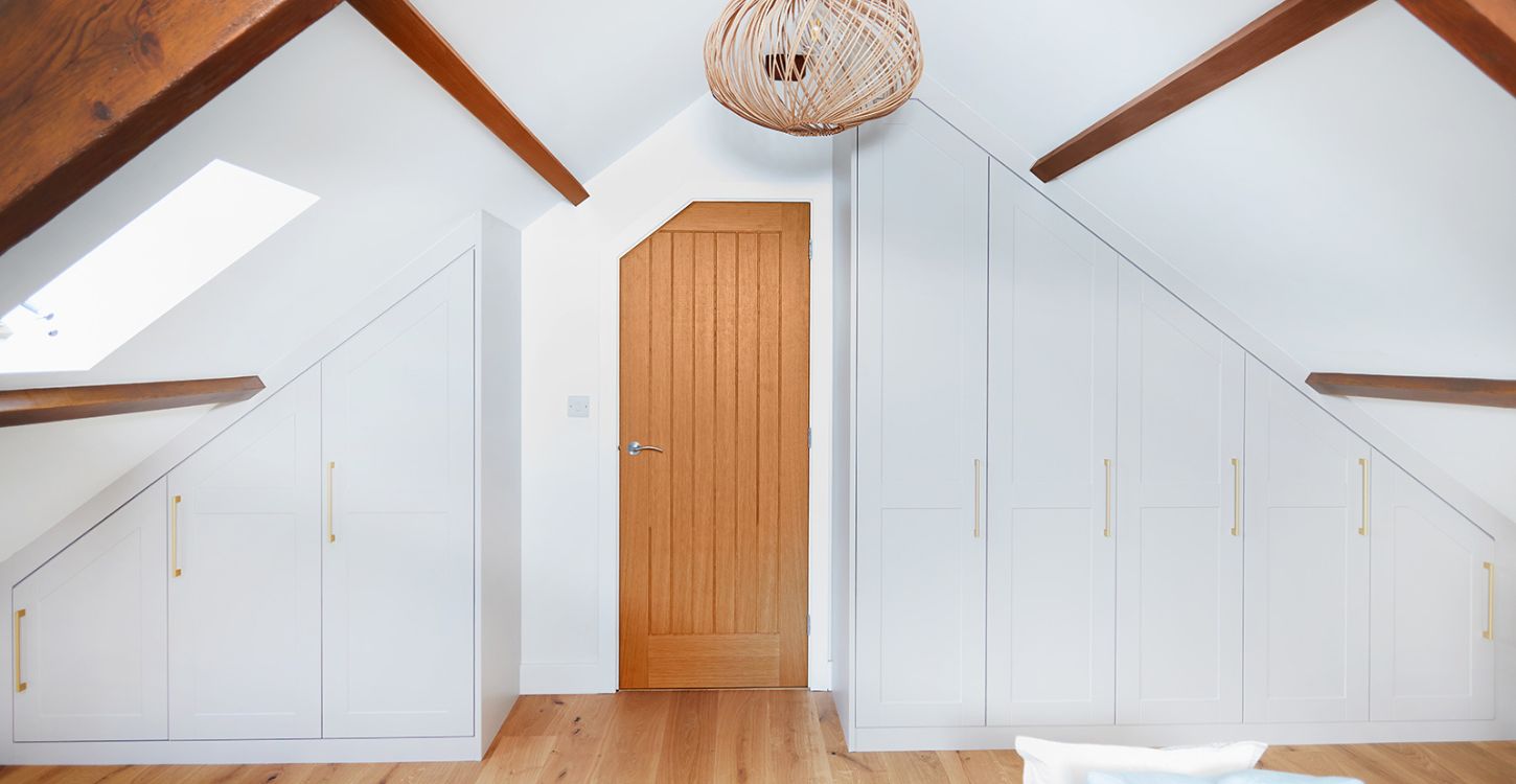 Sloped ceiling loft in a barn conversion for blogger Shell