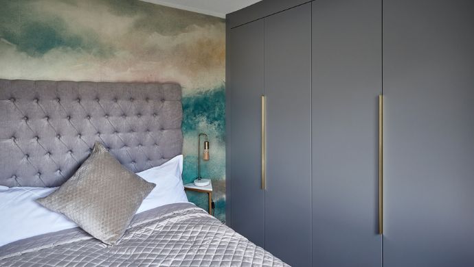 Stunning blue walk-in wardrobe for TV Presenter Josie | Sharps