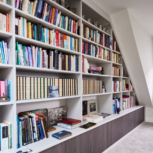 Tailor-made bookcase for a loft reading room | Sharps