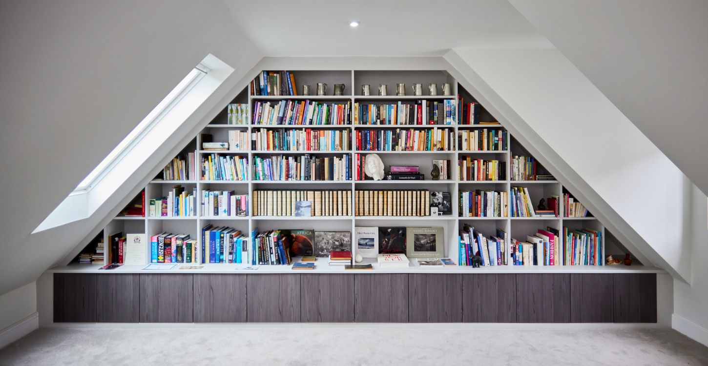 Tailor-made bookcase for a loft reading room | Sharps